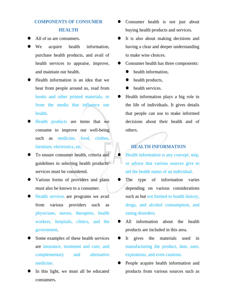 Understanding Consumer Health Components | PDF | Health Care | Health ...