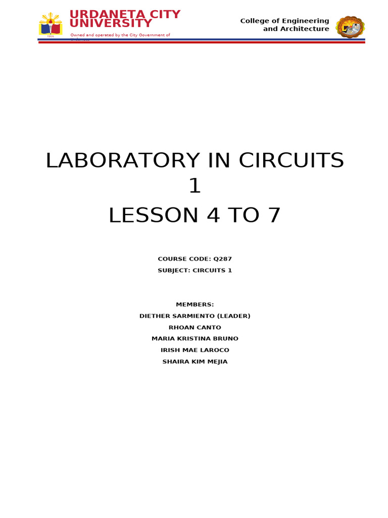 Circuits 1 Laboratory | PDF