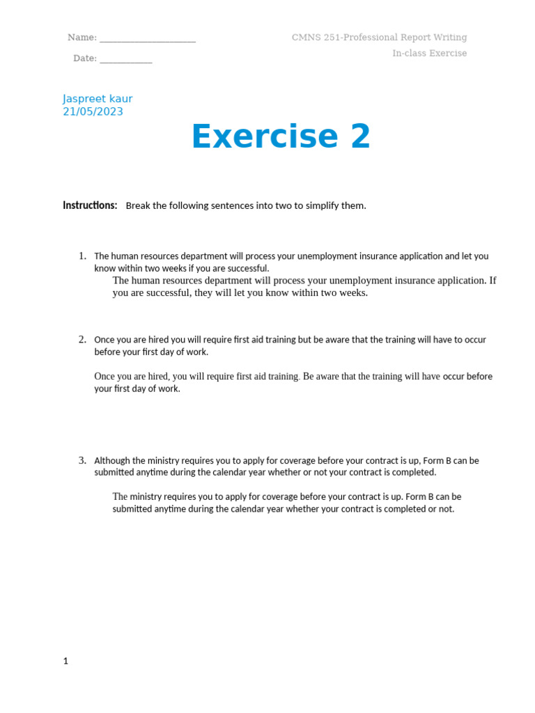 Exercise 2 Plain Language | PDF