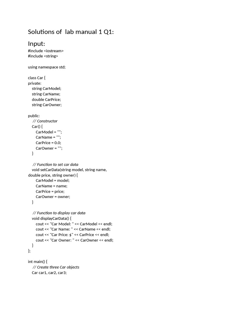 Solutions of Lab Manual 1 | PDF
