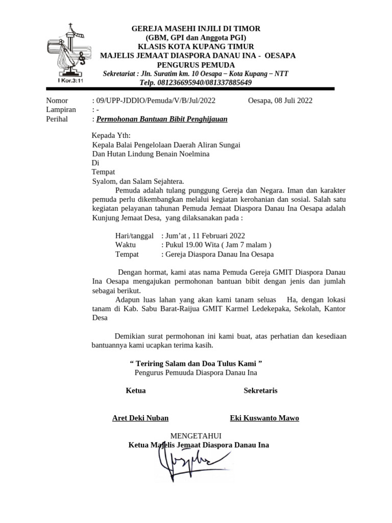 Contoh Surat Permohonan Bantuan Bibit Penghijauan | PDF