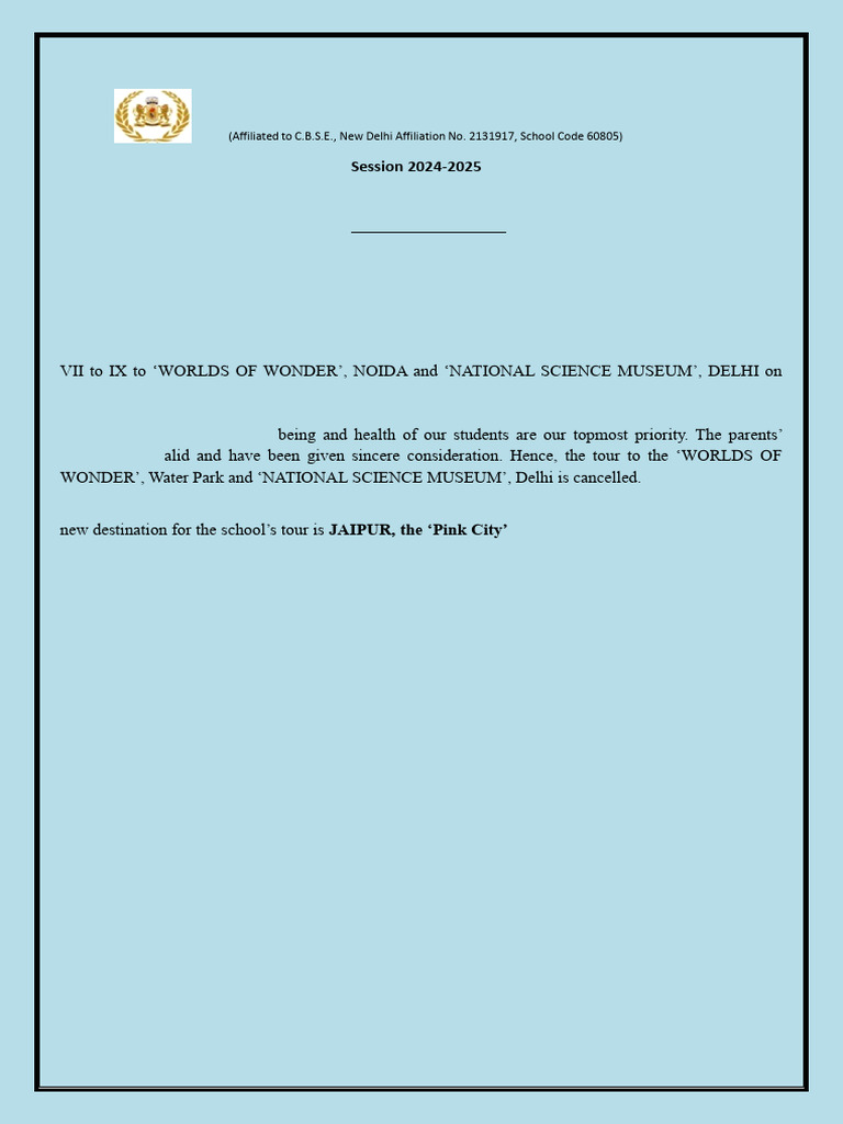 Revised circular for school tour-1 | PDF