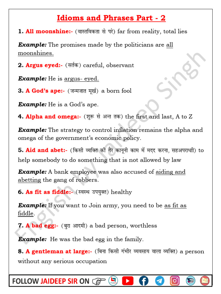 Idioms and Phrases Part - 2-2 | PDF | Foreign Language Studies | History