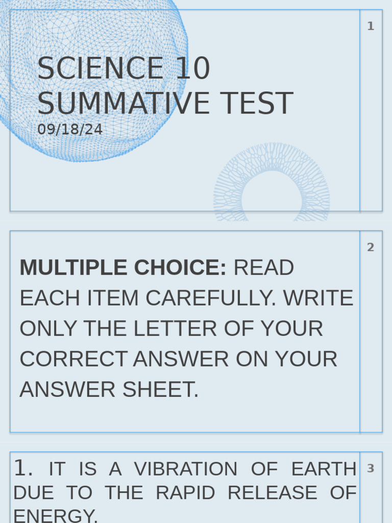 SCIENCE 10-Summative Test q1 | PDF
