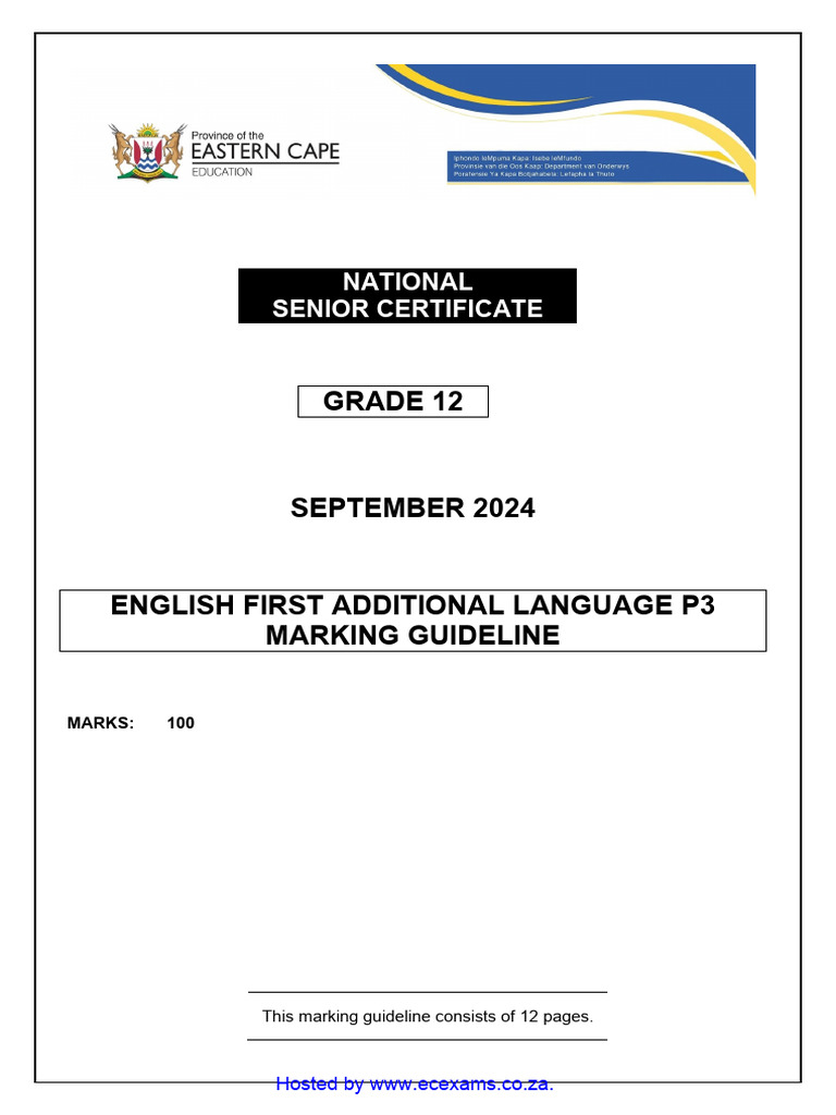 Eng Fal p3 Grade12 Memo Sept 2024 | PDF