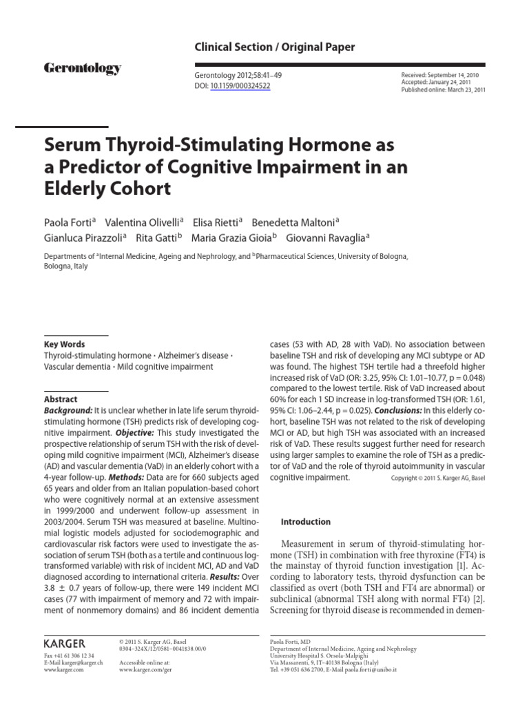 Serum Thyroid-Stimulating Hormone As | PDF | Hypothyroidism | Thyroid ...