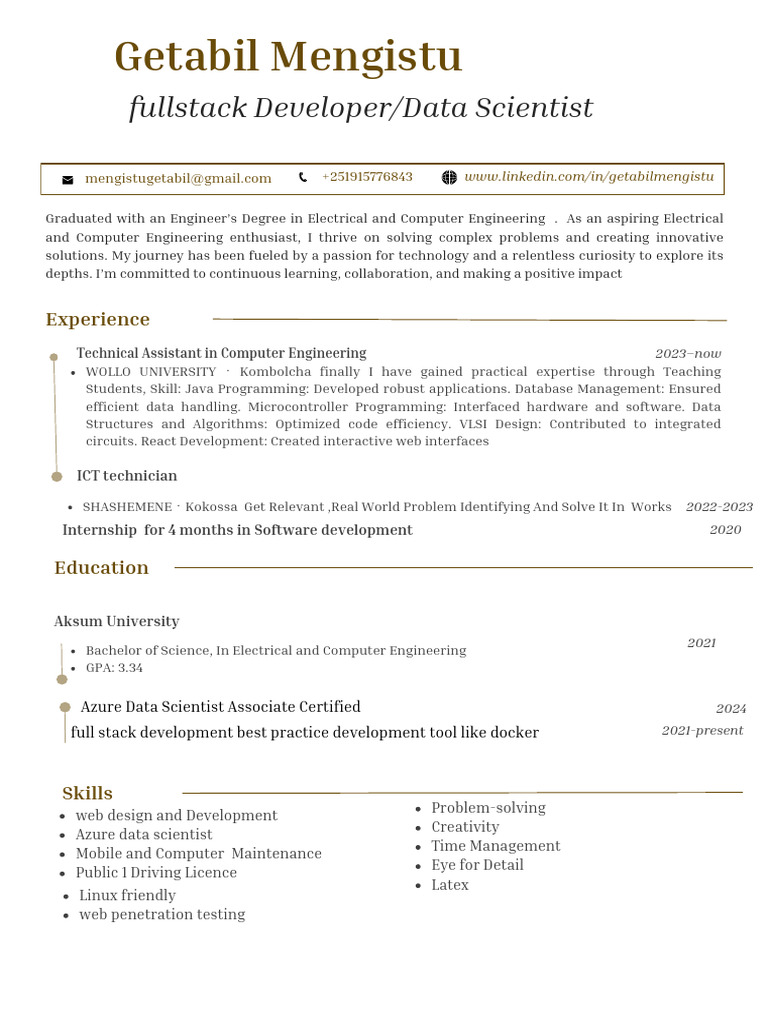 Getabil Mengistu CV | PDF