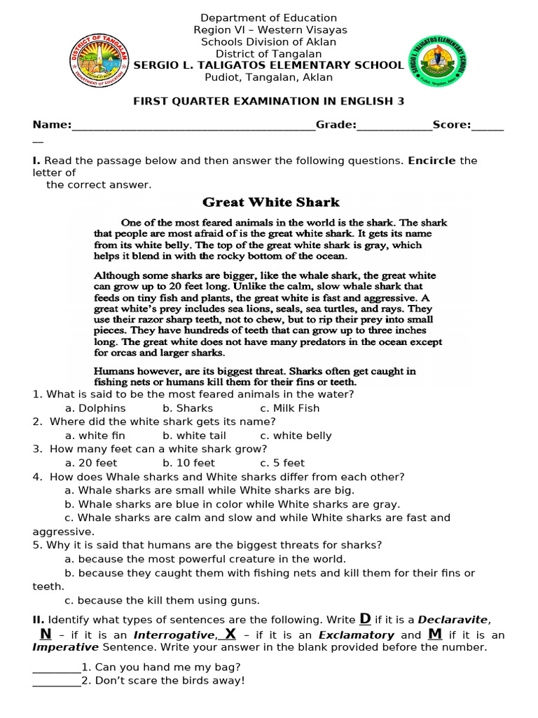 English Exam | PDF
