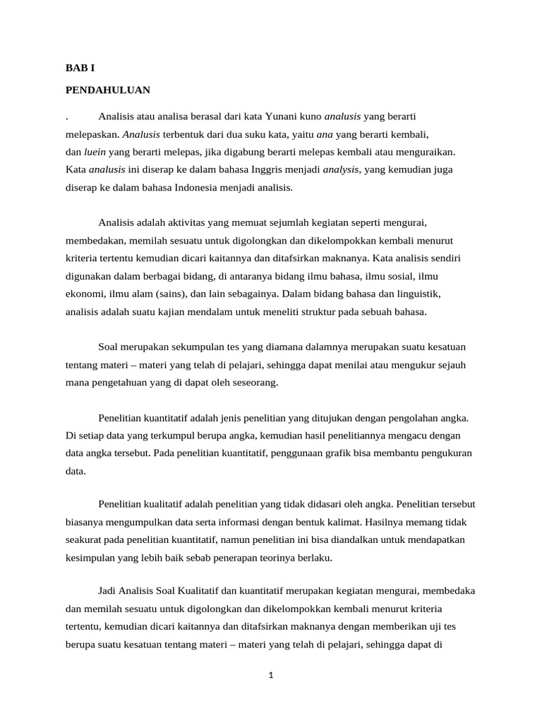 Bab 1-3 Analisis Soal Kualitatif Dan Kuantitatif | PDF