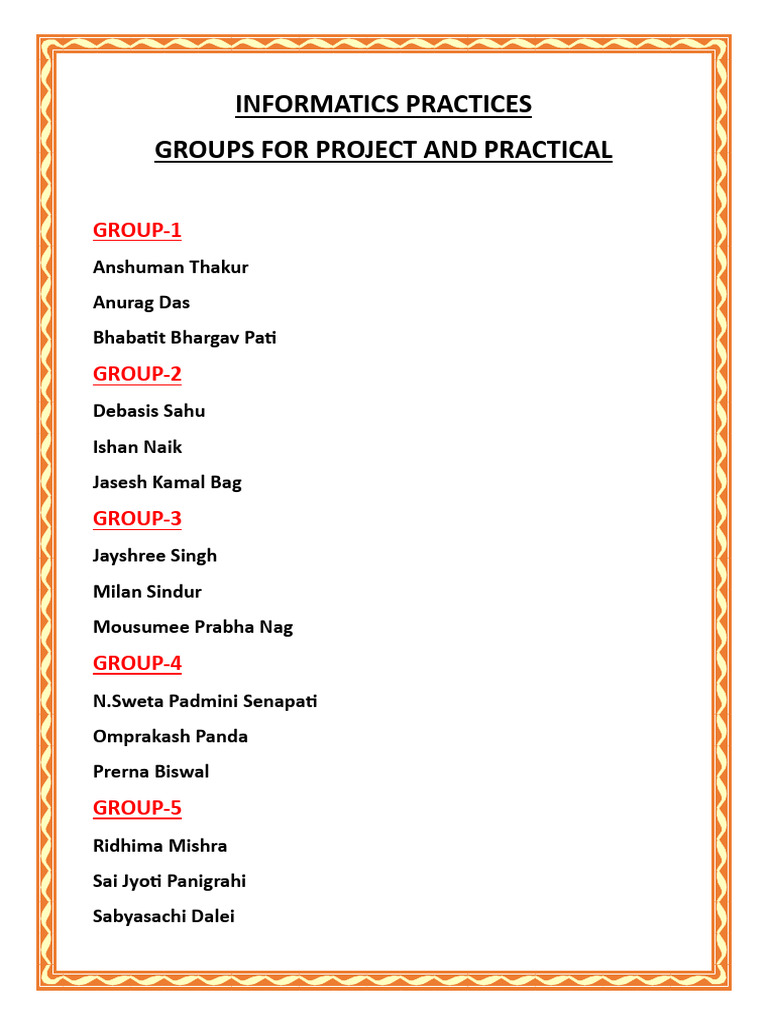 Project and Practical Groups IP | PDF