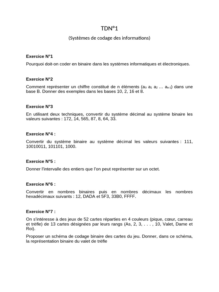 TD1 Systemes de Codage | PDF