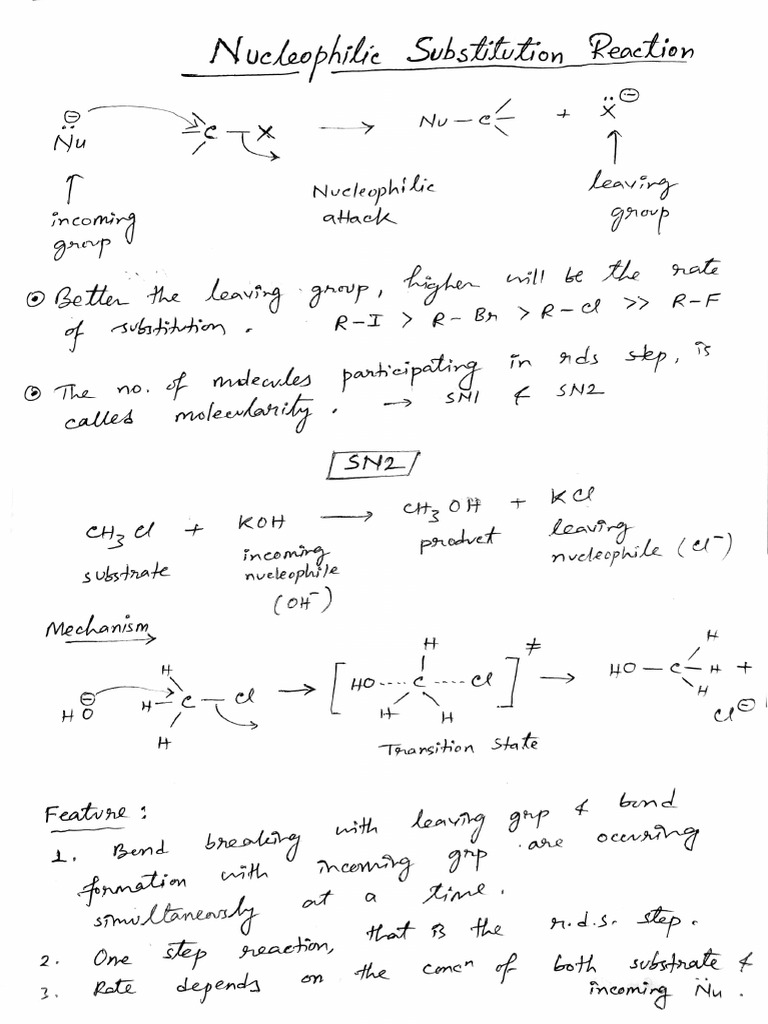 Nucleophilic Substitution Reaction | PDF | Chemistry | Unit Processes