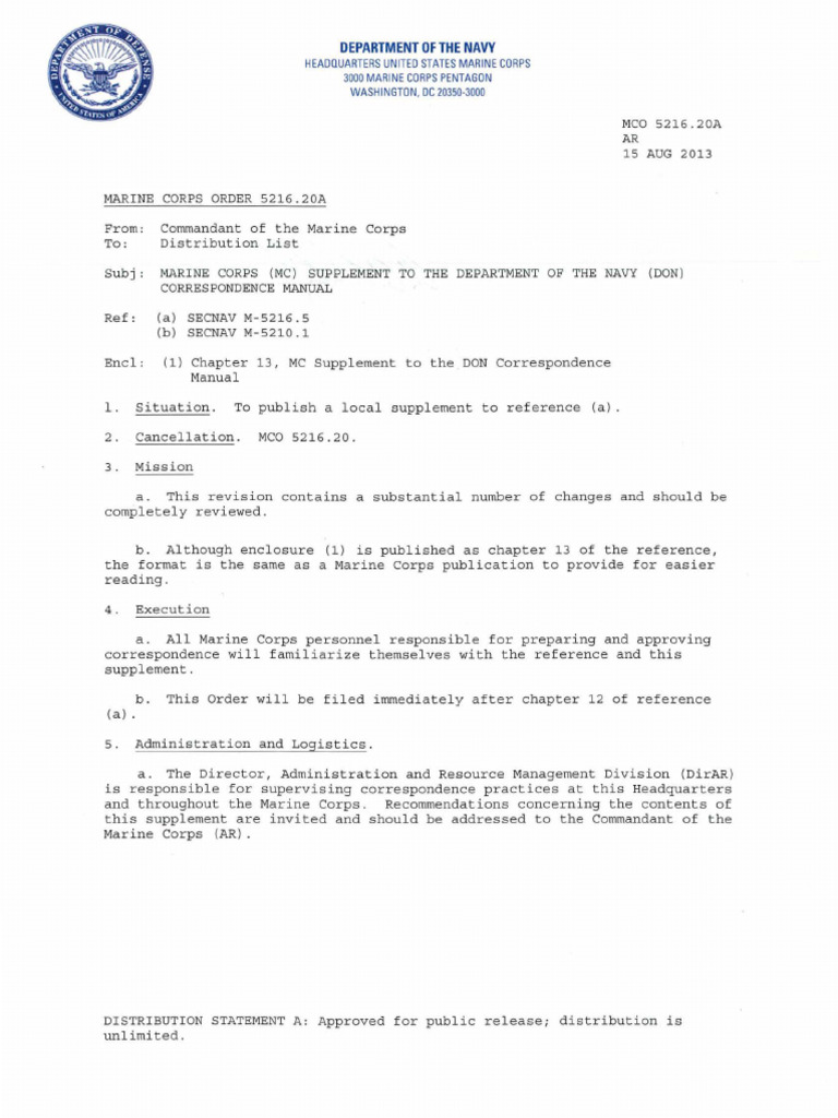 Mco 5216.20a | PDF