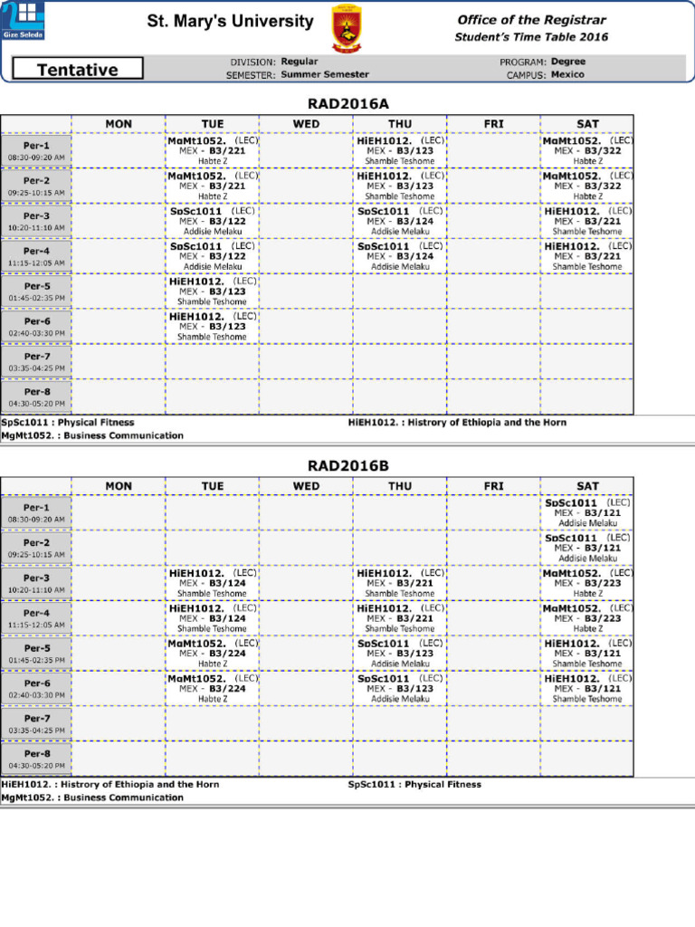 UGP Regular Student Summer Session Class Schedule Student Report | PDF
