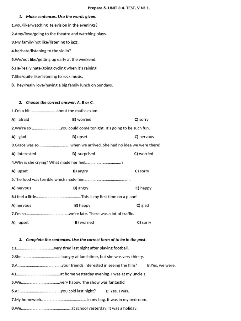 TEST 6th Form (Unit 3-4) | PDF