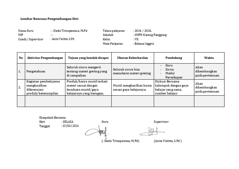 4 - Lembar Rencana Pengembangan Diri Dealdocx | PDF