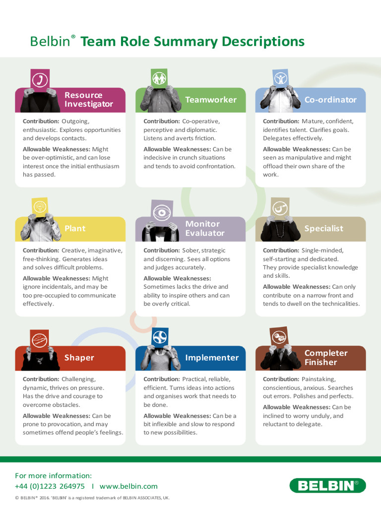 Belbin Team Role Summary Descriptions | PDF | Cognitive Science ...