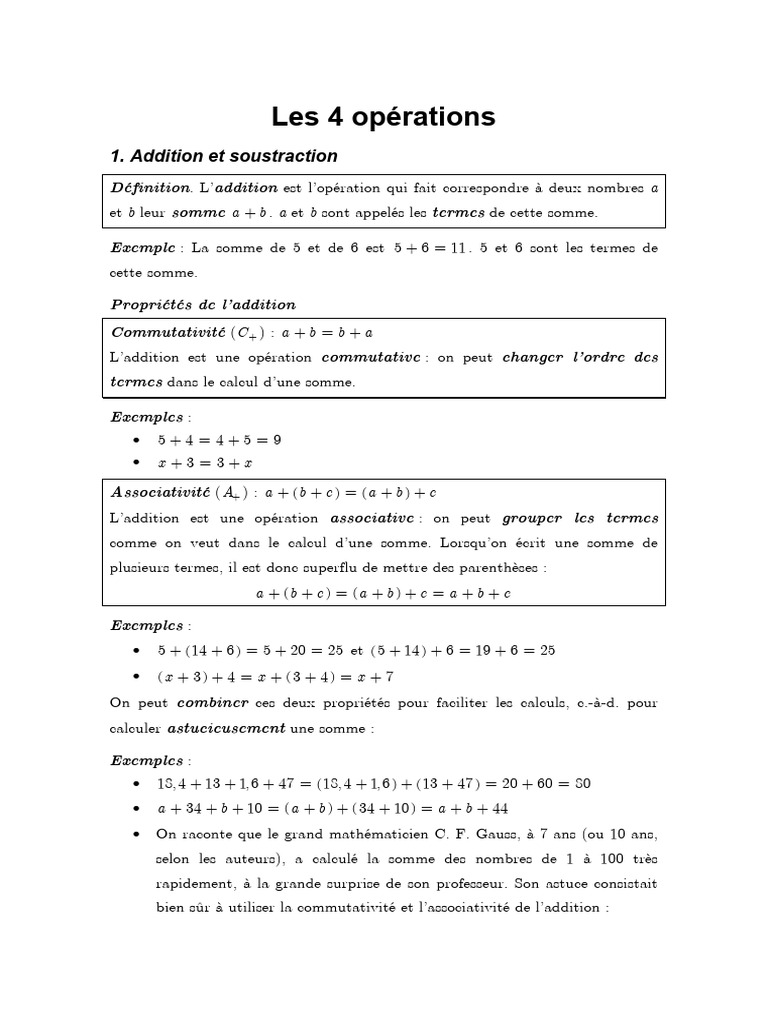 Les 4 Operations | PDF