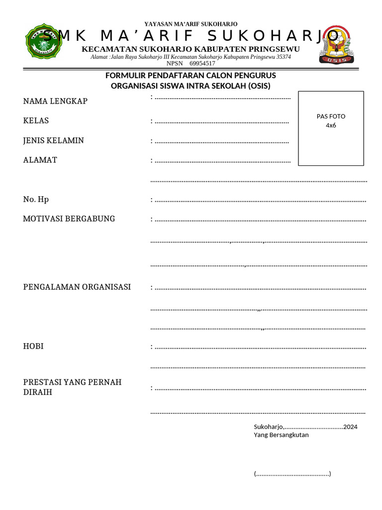 Formulir Osis | PDF | Griya & Taman