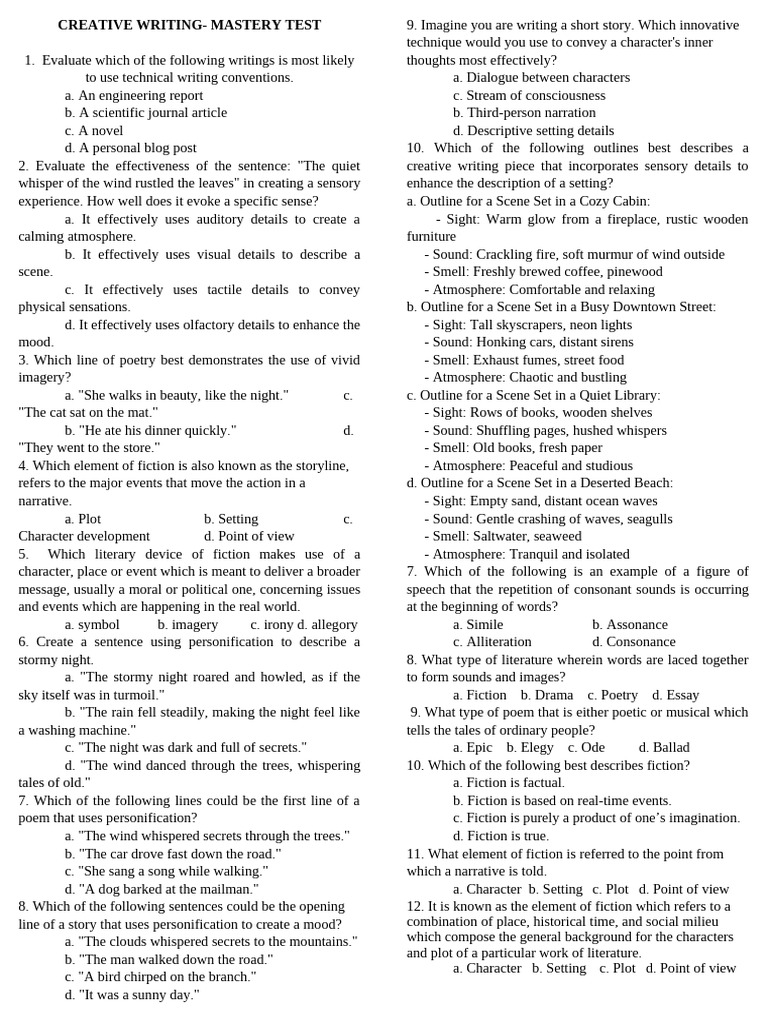 Creative Writing Mastery | PDF