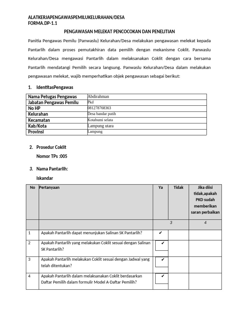 PKD Pengawasan Melekat Pencoklitan | PDF