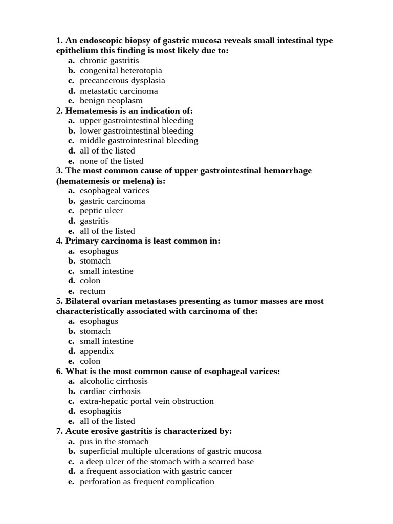 Pathology of Esophagus and Stomach. Intestinal Pathology | PDF