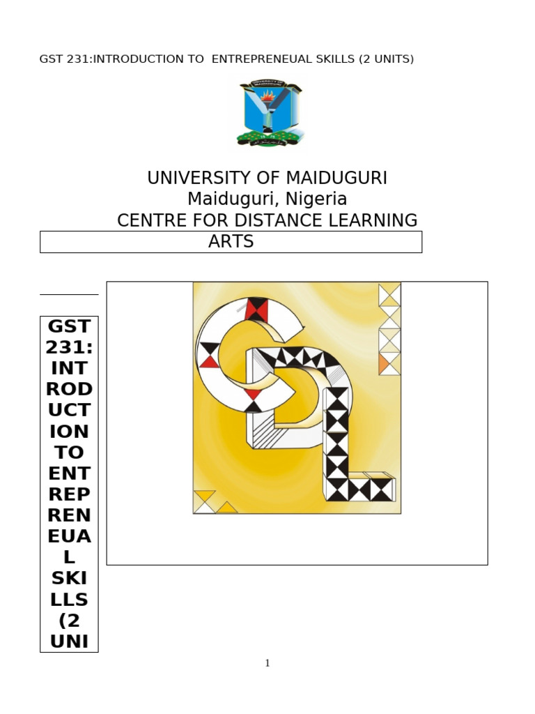 GST 231 Introduction To Entrepreneurial Skills | PDF