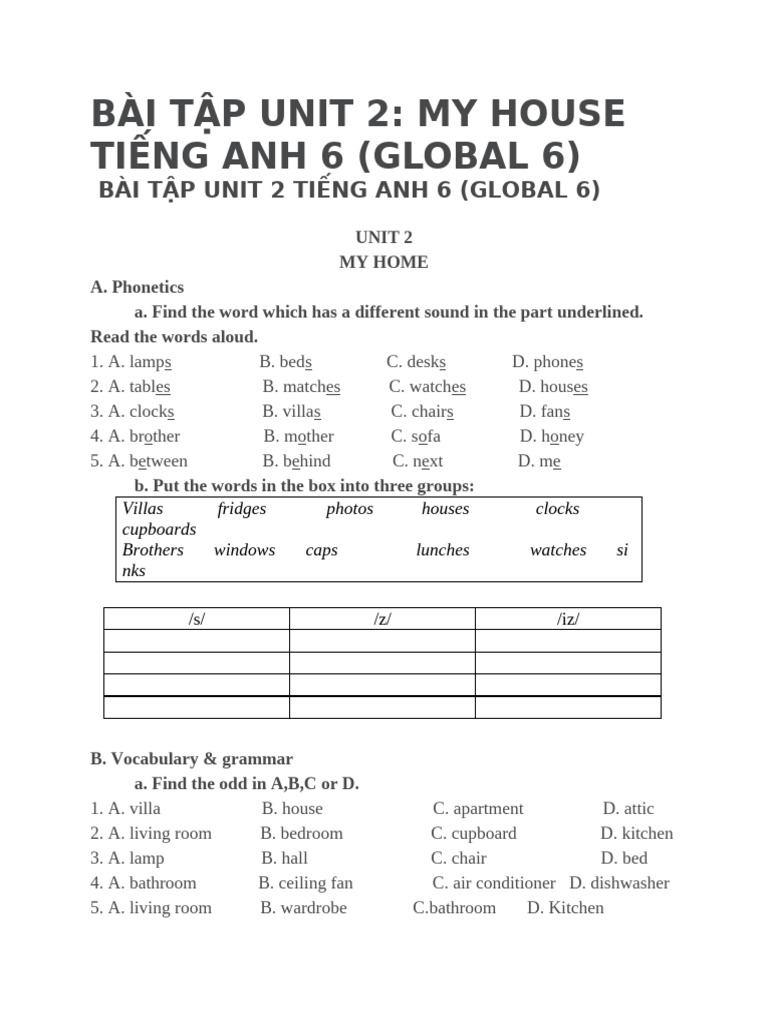 BÀI TẬP UNIT 2 | PDF
