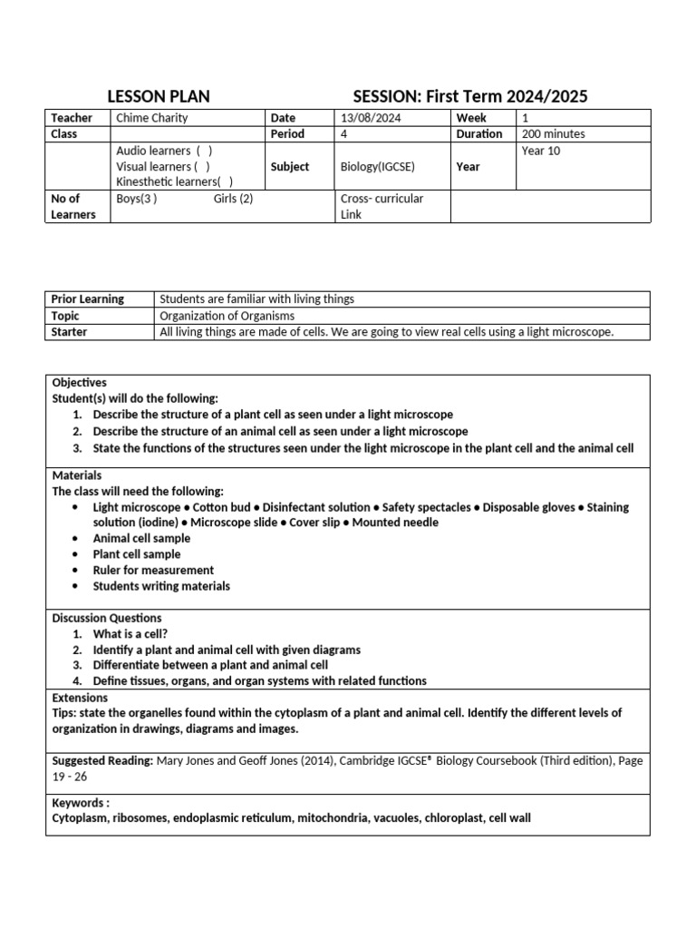 Lesson Plan Sample | PDF