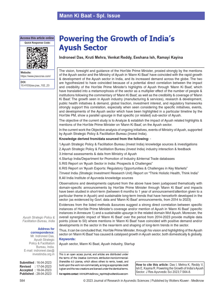 Impact of Mann Ki Baat on Ayush Growth | PDF | Startup Company | Small Business & Entrepreneurs