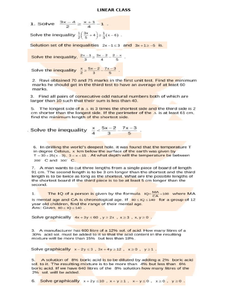 Linear Class 11 | PDF