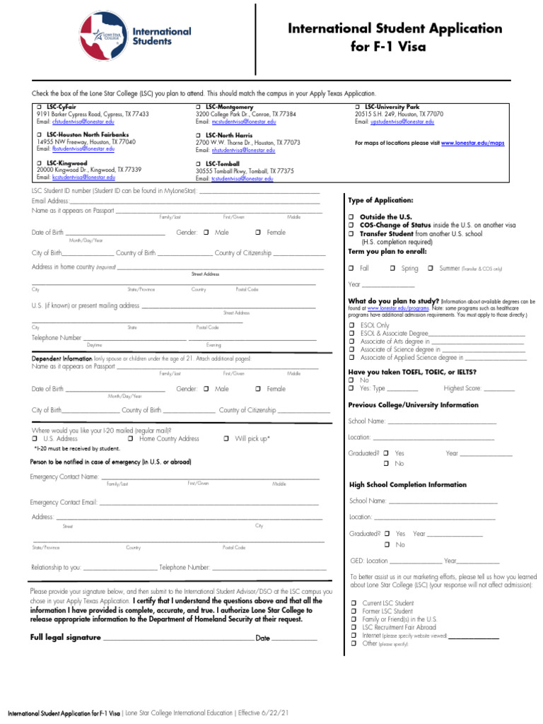 F-1 Visa Application for International Students | PDF | Mail ...