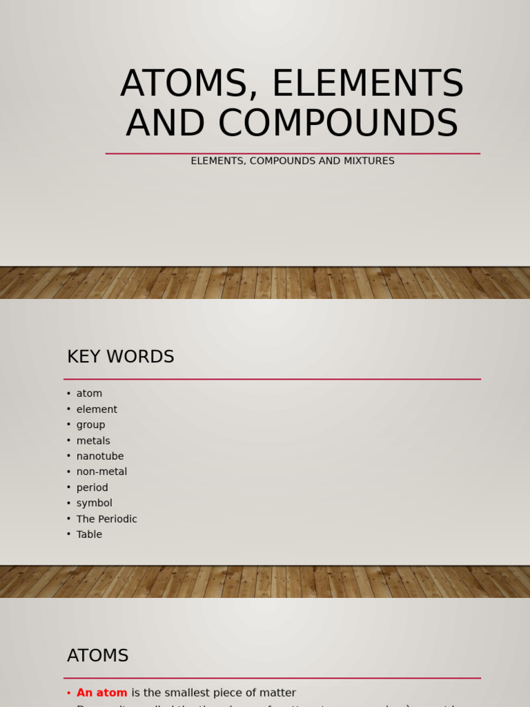 Atoms, elements and compounds. | PDF