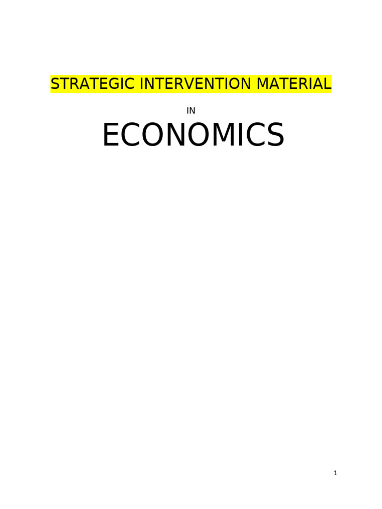 7a-STRATEGIC INTERVENTION MATERIAL IN ECONOMICS | PDF