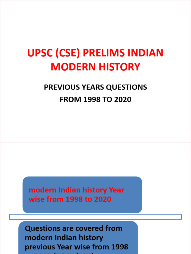 Modern History PYQ 1998 To 2020 ADVS | PDF