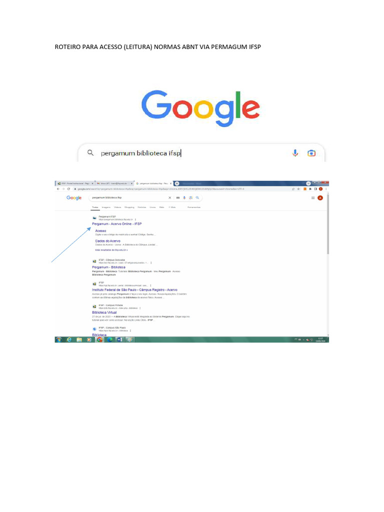Roteiro para Acesso Normas ABNT No Permagum IFSP | PDF