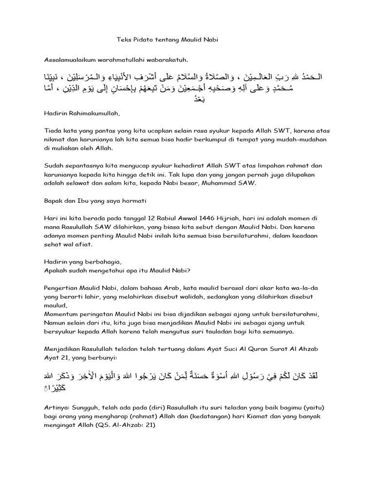 Teks Pidato Tentang Maulid Nabi | PDF