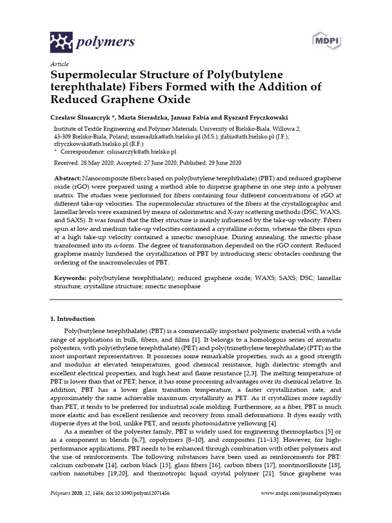Supermolecular Structure of PolyButylene Terephtha | PDF
