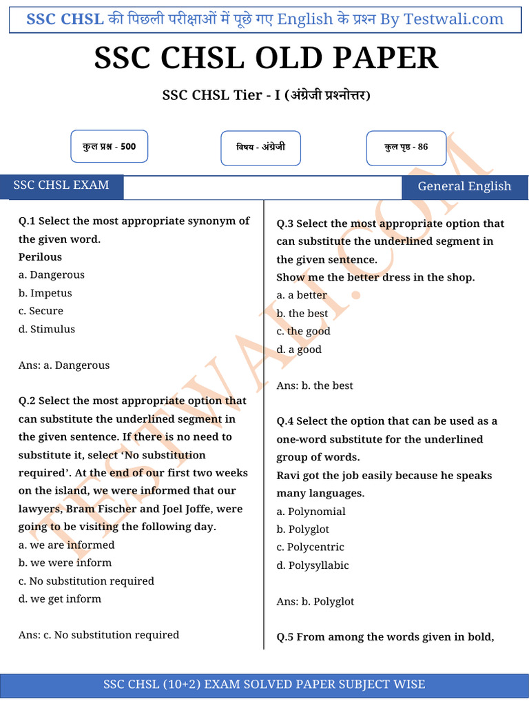 CHSL Pyq English | PDF