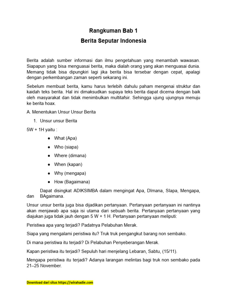 Rangkuman BINDO Kelas 8 | PDF