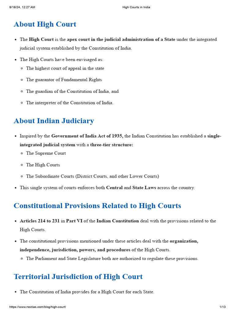High Courts in India | PDF