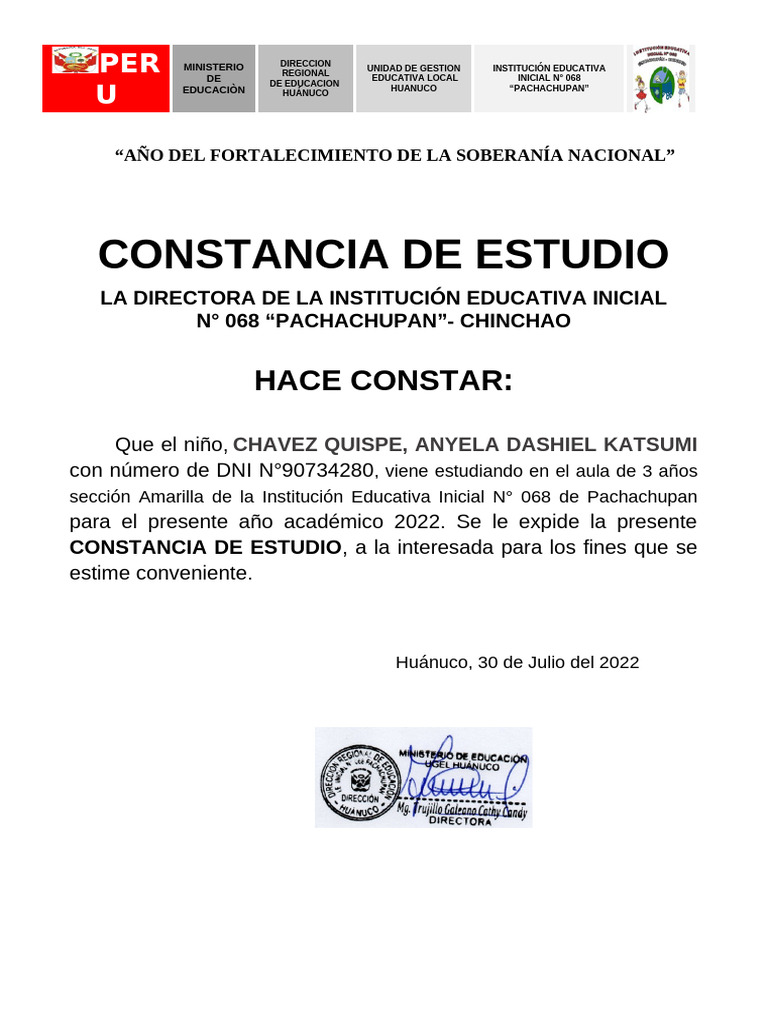 constancia de estudio | PDF