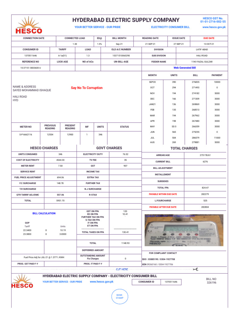 Hesco Online Bill ........... | PDF