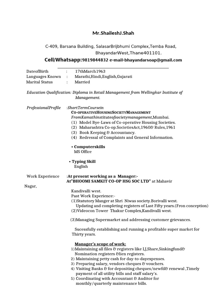 Emailing Shailesh Shah Resume | PDF