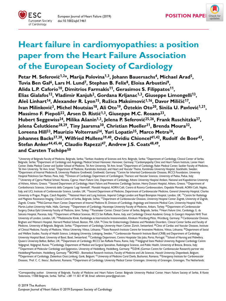 Heart failure in cardiomyopathies- a position | PDF