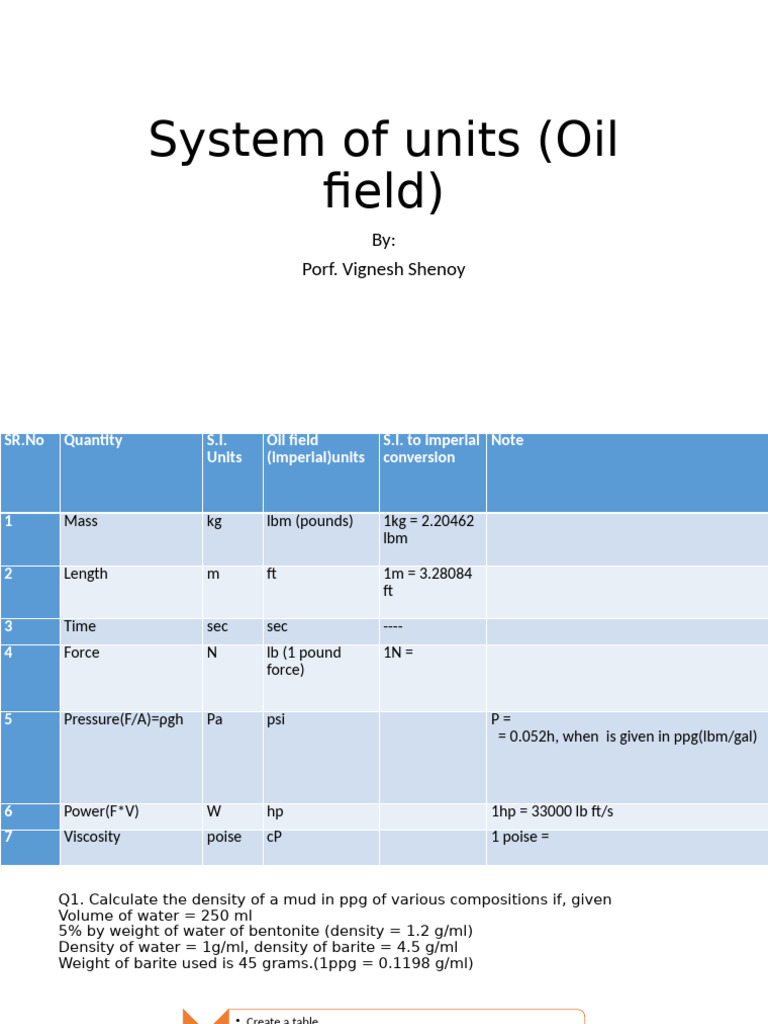 2.9.system of Units (Oil Field) | PDF