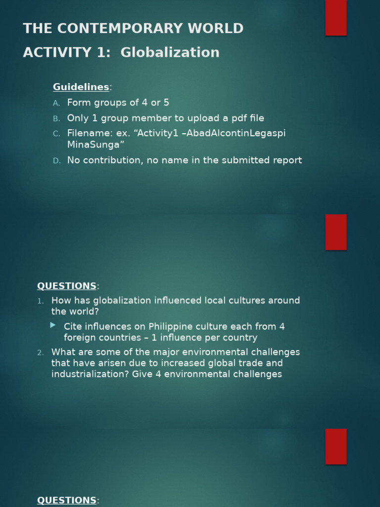 1 Activity Globalization Essay | PDF