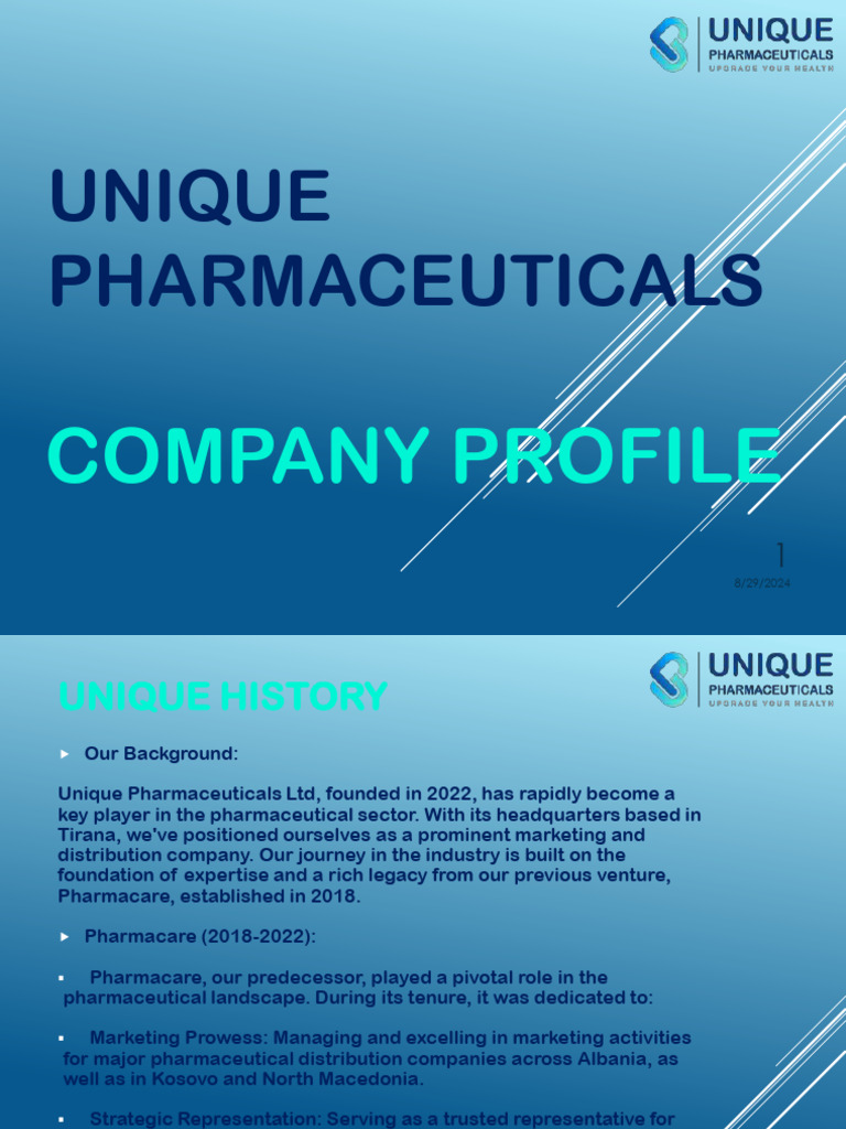 Company Profile Unique Pharmaceuticals Albania | PDF