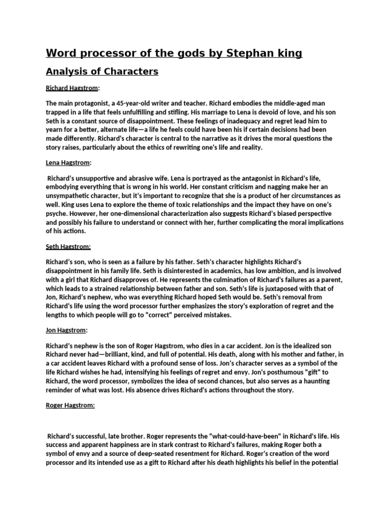 Word Processor of The Gods by Stephan King | PDF