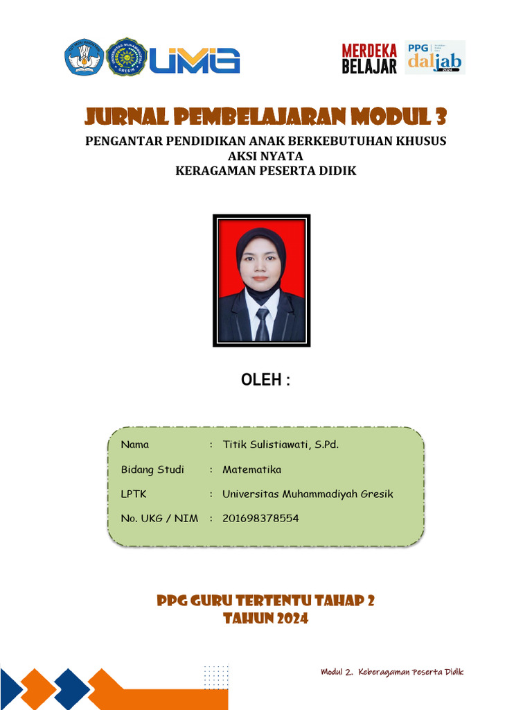 JURNAL PEMBELAJARAN Modul 3 Pengantar Pendidikan ABK - Titik Sulistiawati - LPTK Universitas ...